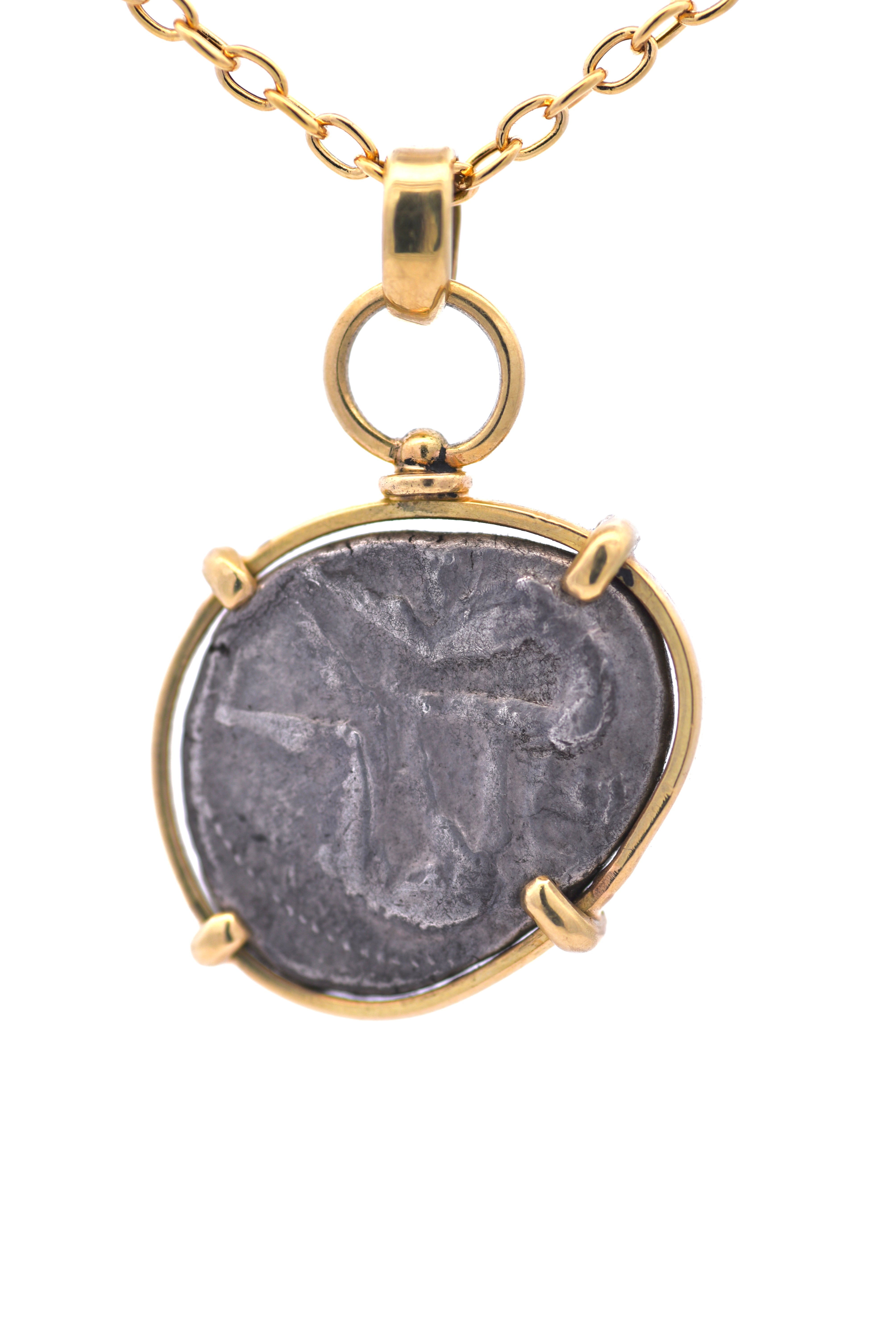 Athena & Owl Ancient Coin Pendant | 14K Gold + Certified Silver Coin ...