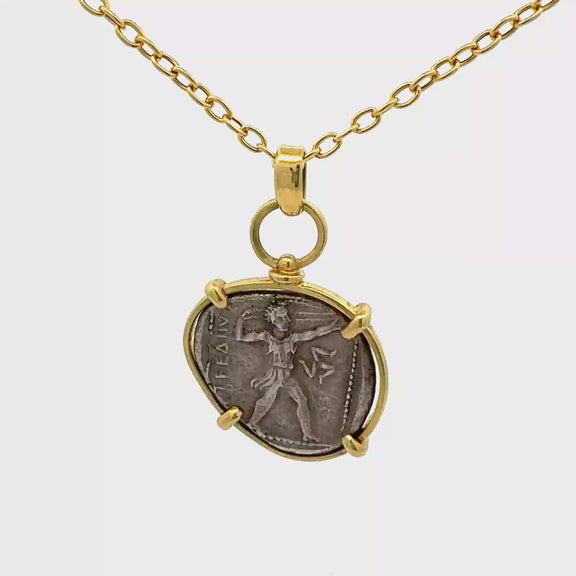 Athena & Owl Ancient Coin Pendant | 14K Gold + Certified Silver Coin ...